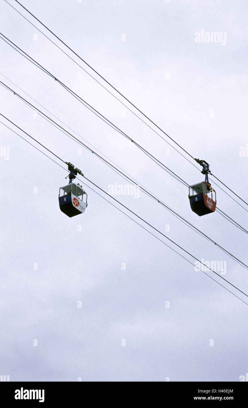 Germany, North Rhine-Westphalia, Cologne, cable car Rhine park, cabins ...