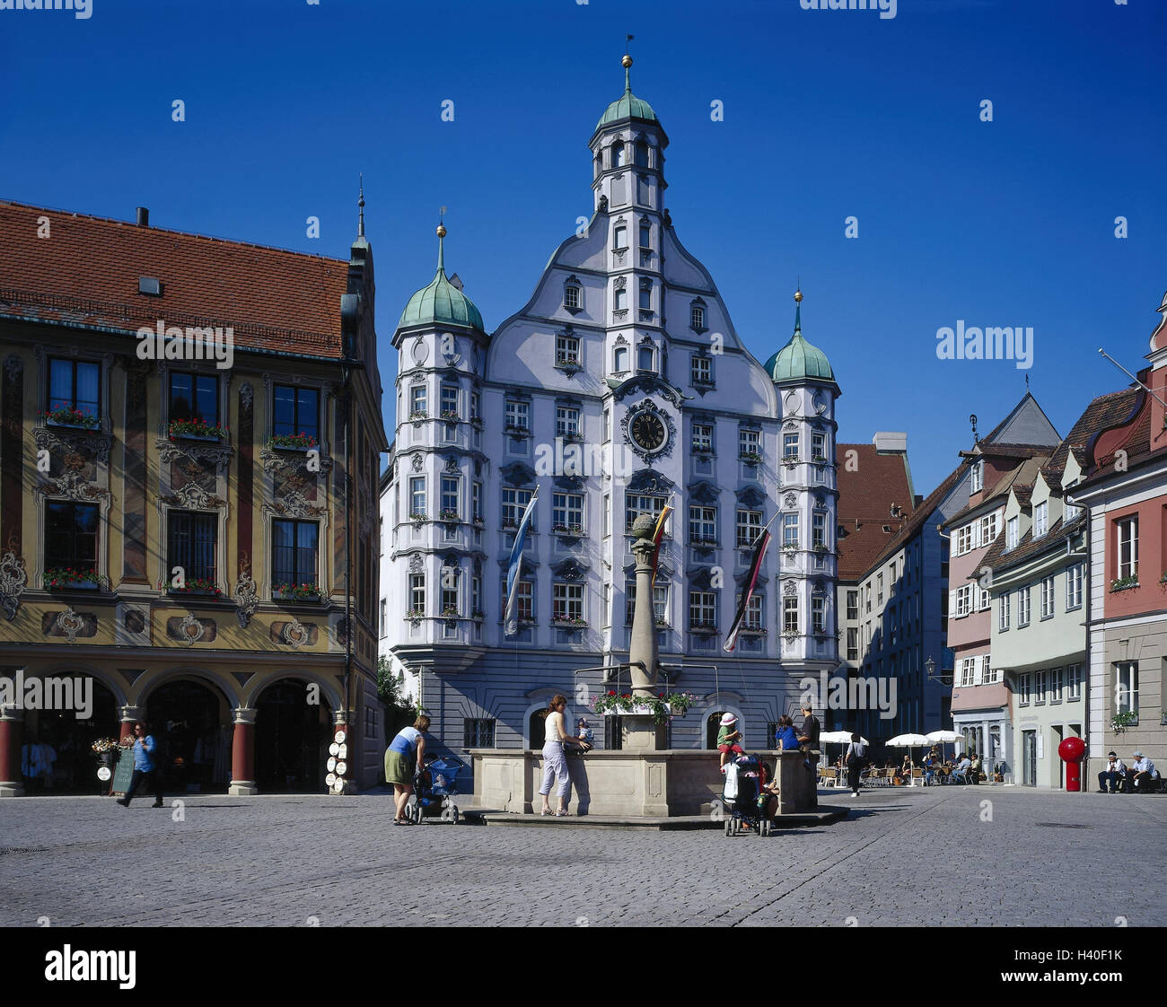 Germany, Bavarian Swabia, Memmingen, marketplace, city hall, in 1589 ...