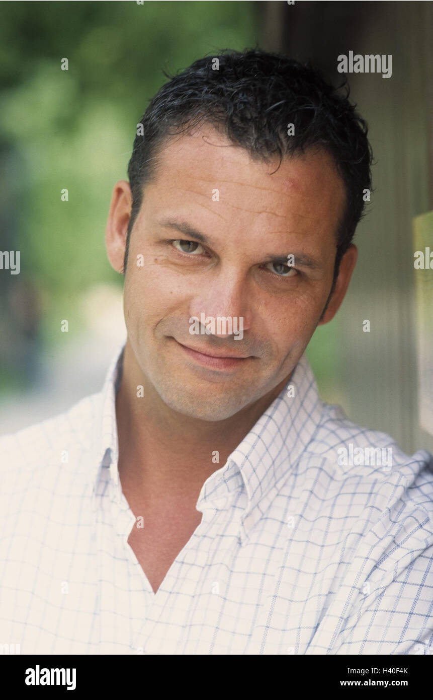 Man, smile, portrait, model released, outside, friendly, equalised ...