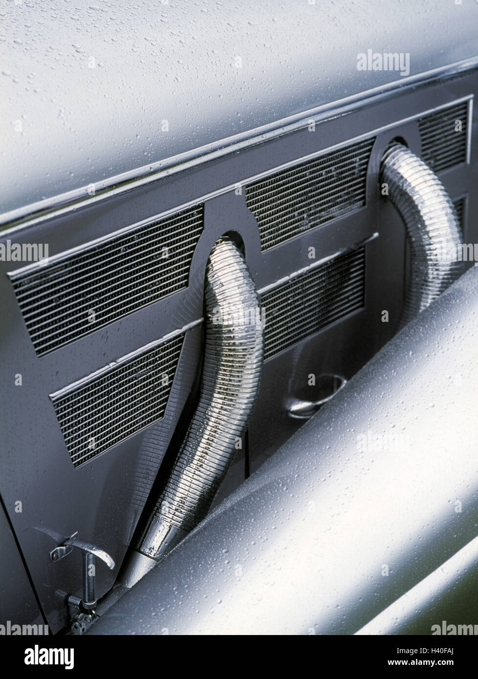 Car, old-timer, detail, discharge pipes, chrome, vehicle, passenger car ...