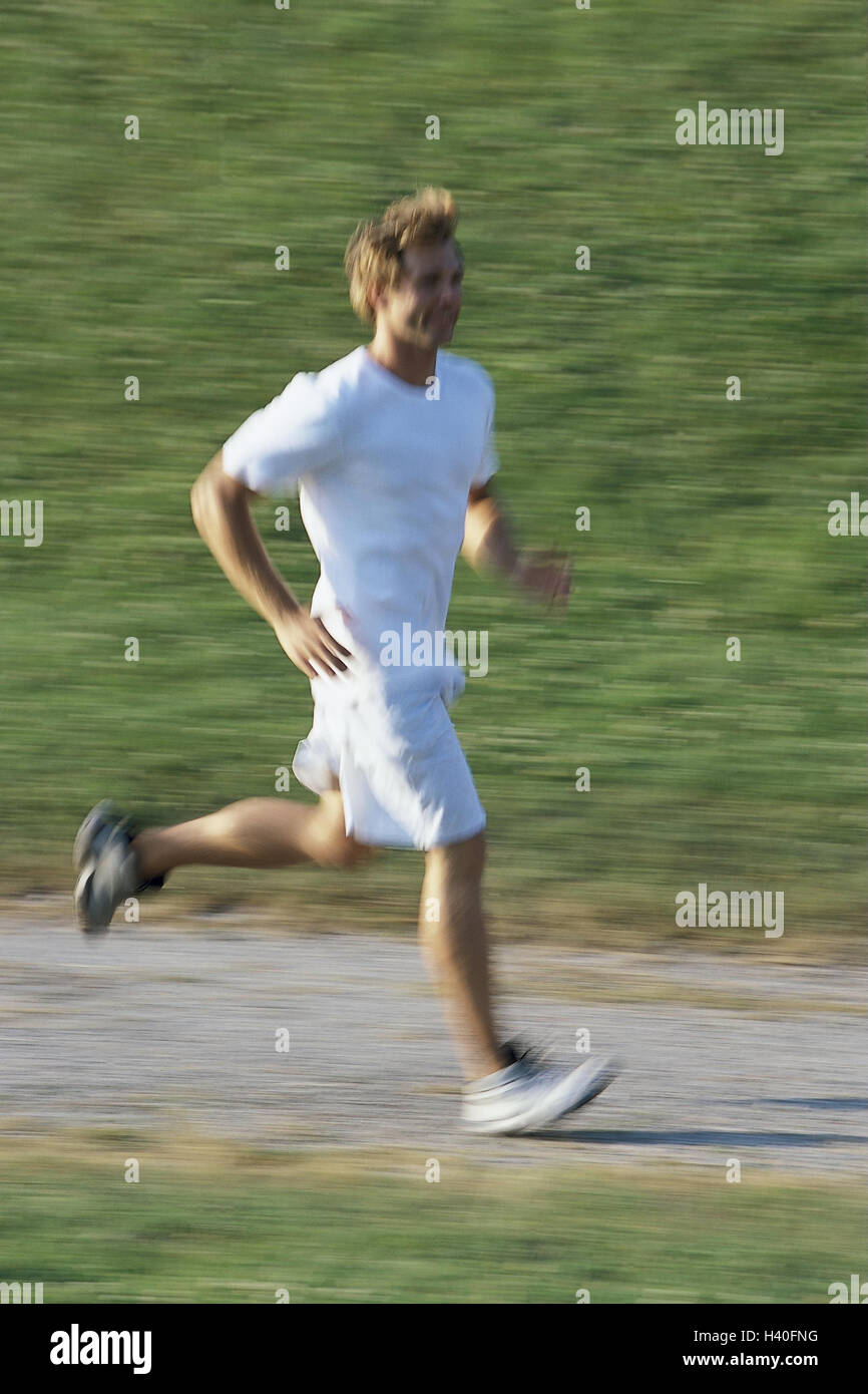 Man, jogging, blur, model released, outside, summer, leisure time ...