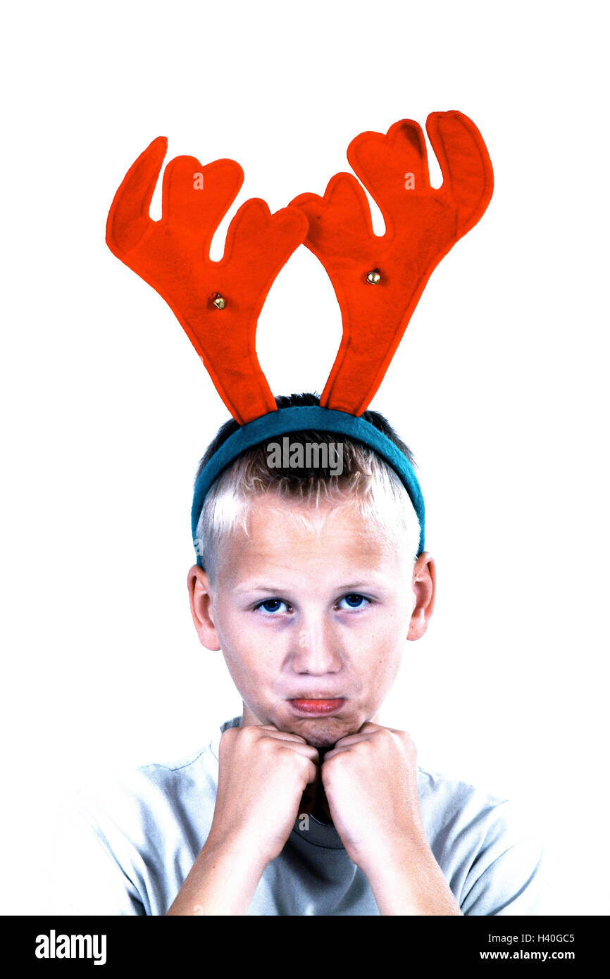 Boy, elk's antler hair maturity, head rest on, defiantly, 12 years ...