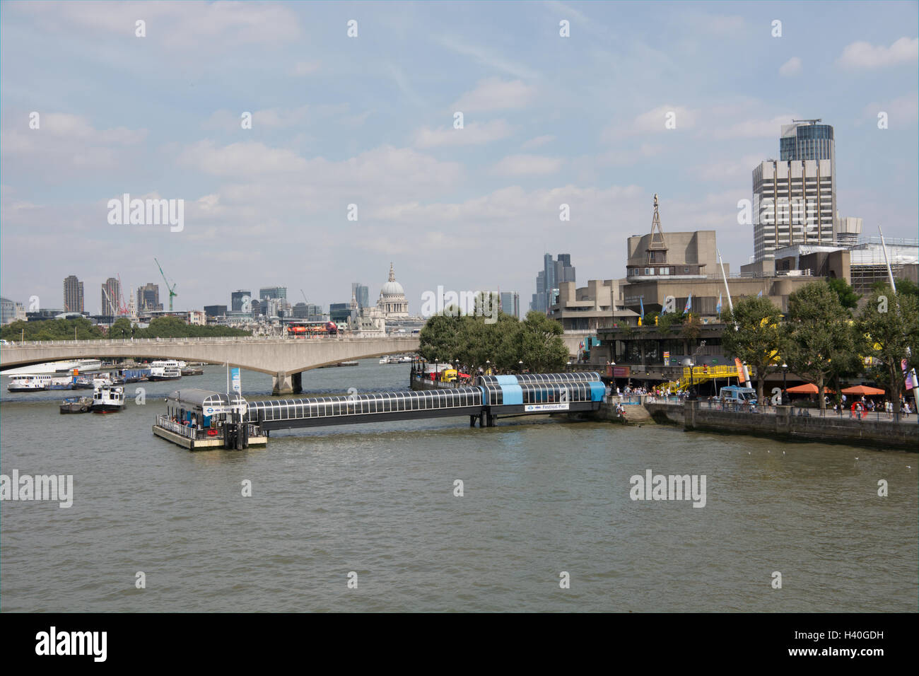 View from the Golden Jubilee bridge towards the Festival Pier and ...