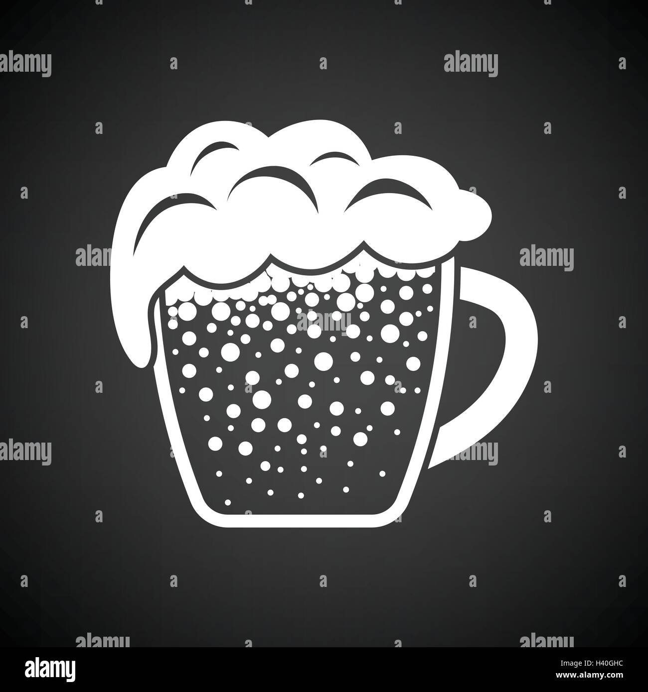 Mug of beer icon. Black background with white. Vector illustration ...