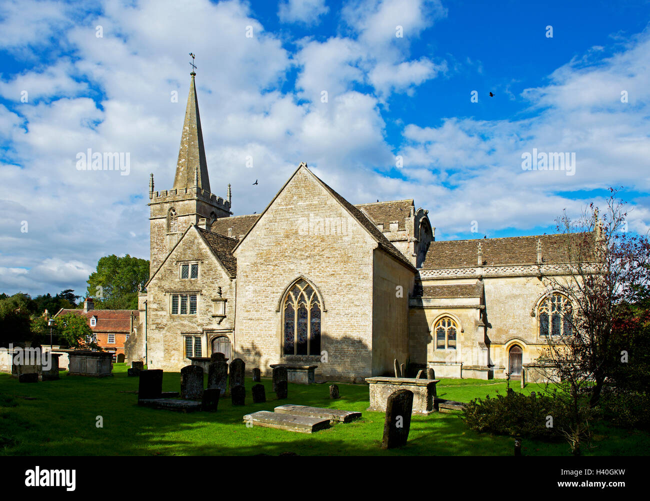 St Cyriac's Church, in the village of Lacock, Wiltshire, England UK ...