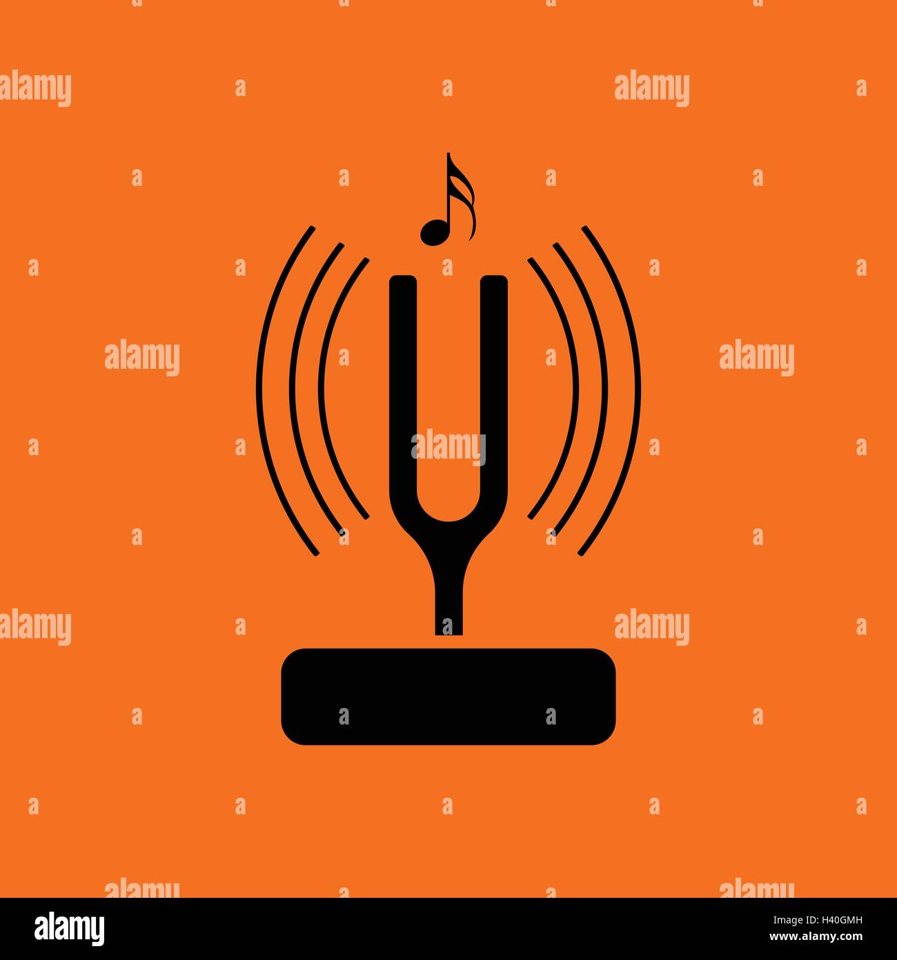 Tuning fork icon. Orange background with black. Vector illustration ...