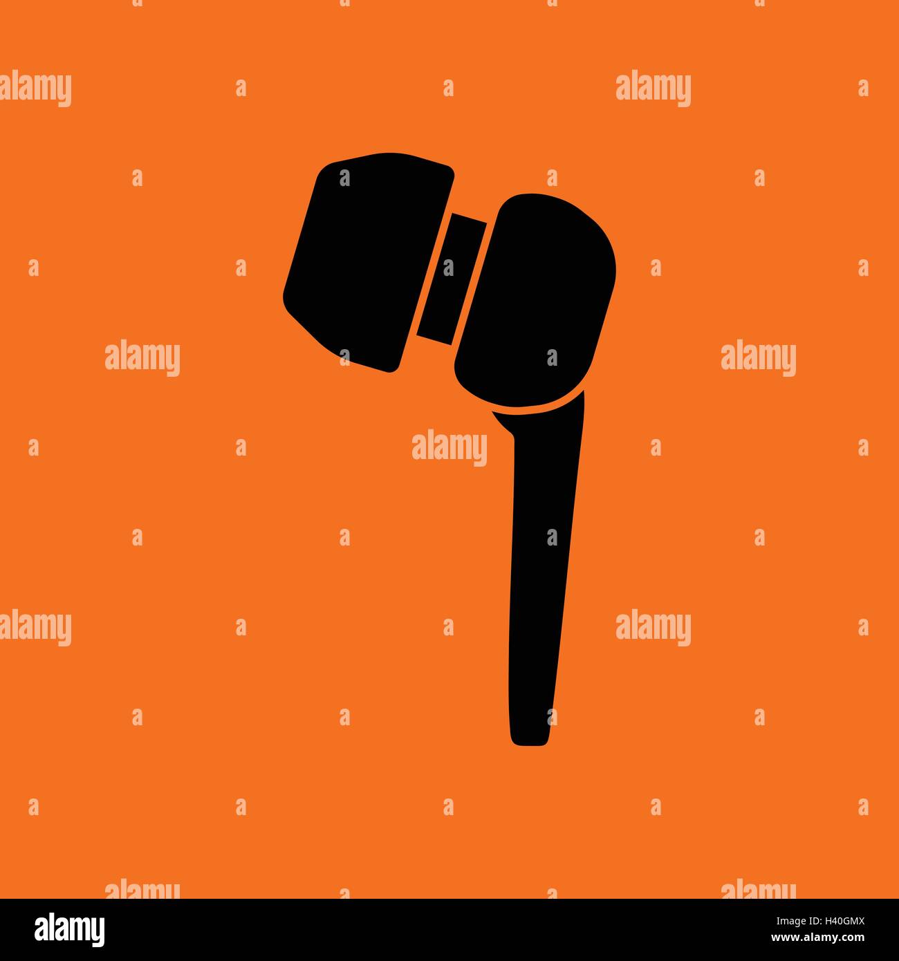 Headset icon. Orange background with black. Vector illustration Stock ...