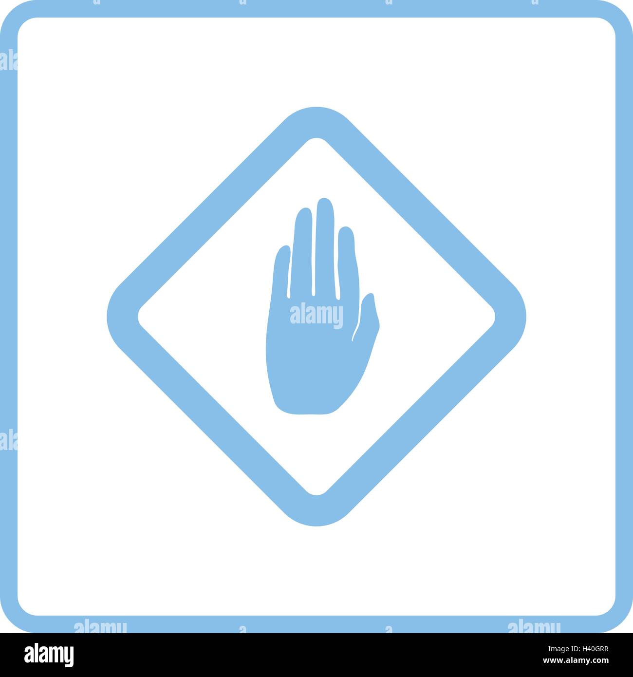 Icon of Warning hand. Blue frame design. Vector illustration Stock ...