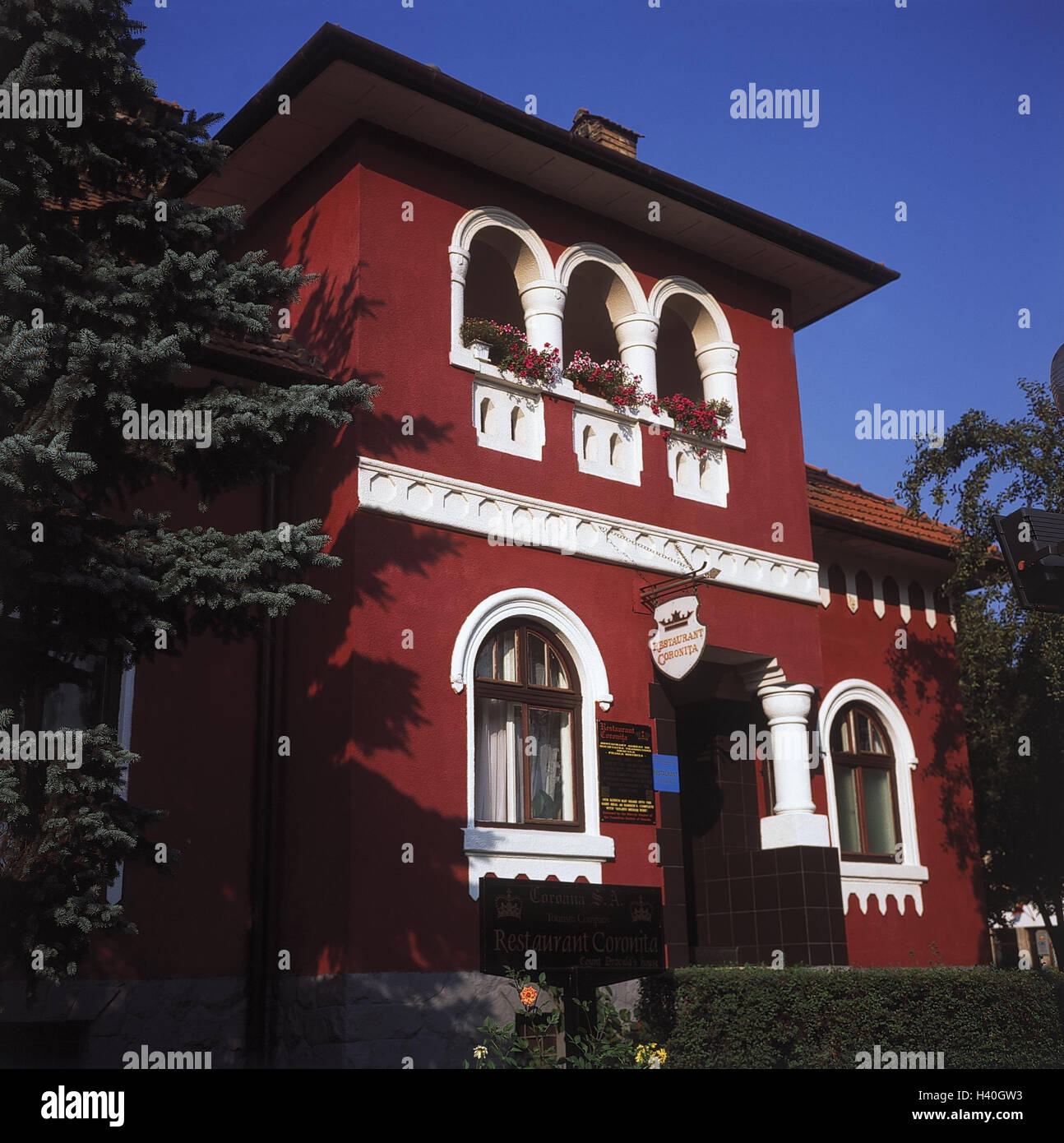 Romania, Transylvania, Bistrita, hotel "Coroana de aur", restaurant ...