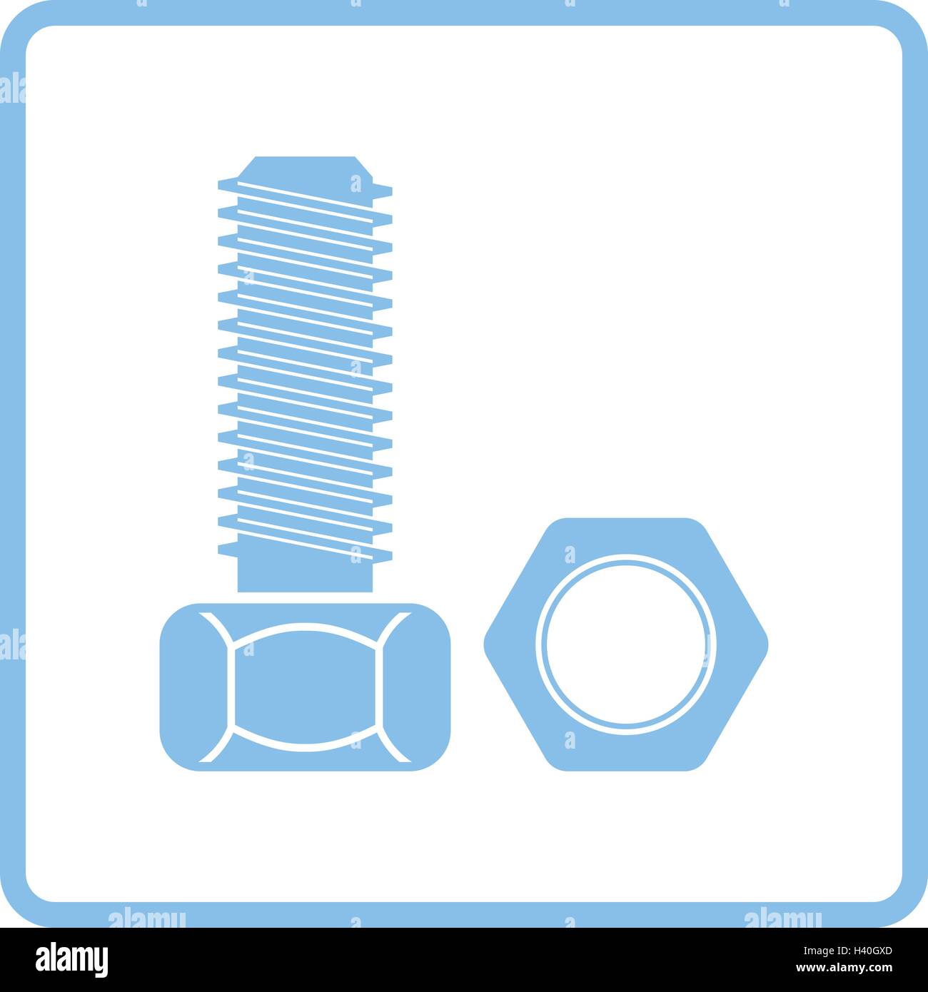 Icon of bolt and nut. Blue frame design. Vector illustration Stock ...