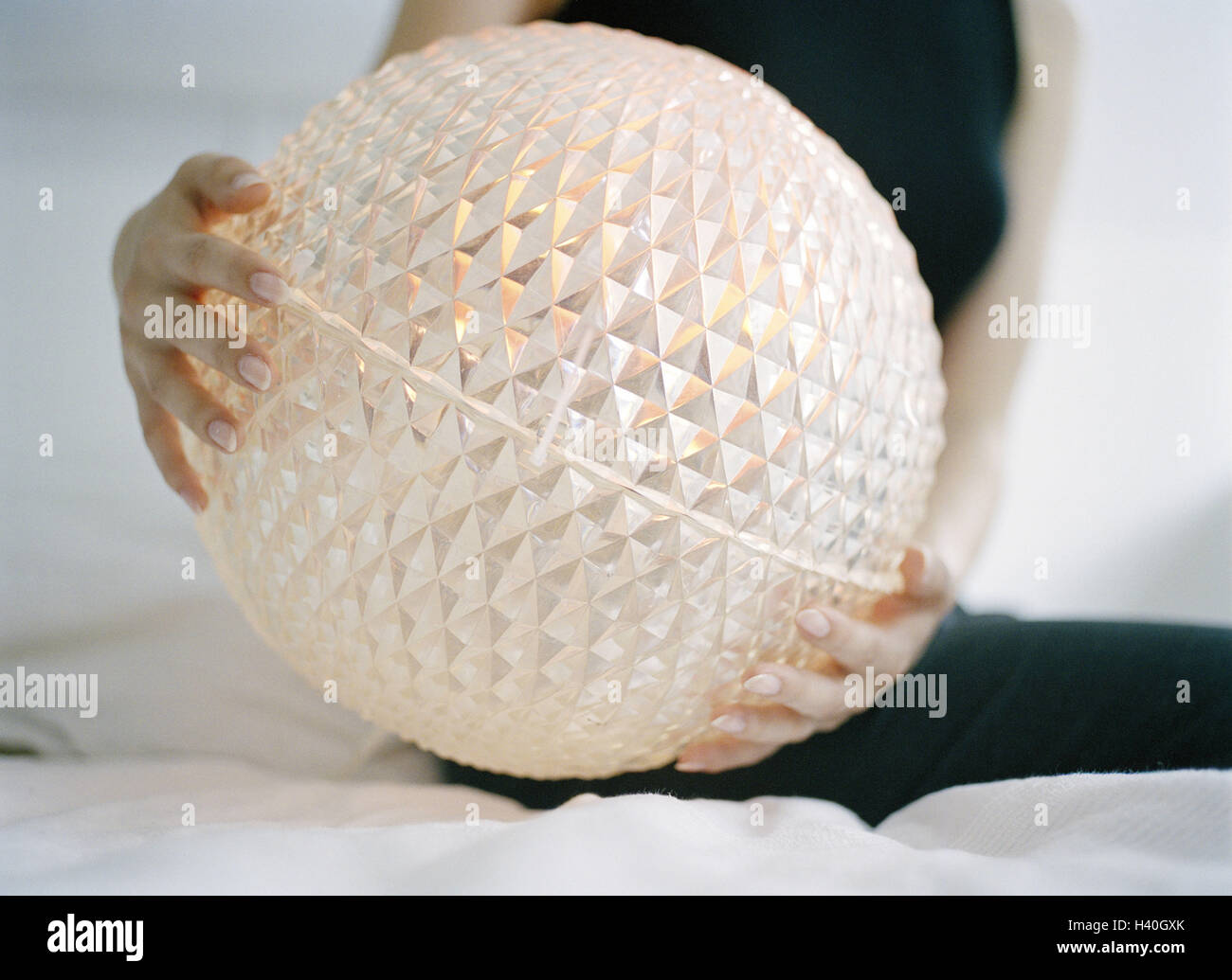 Woman, light sphere, hold, detail, sphere, light, shine, feel brightly ...