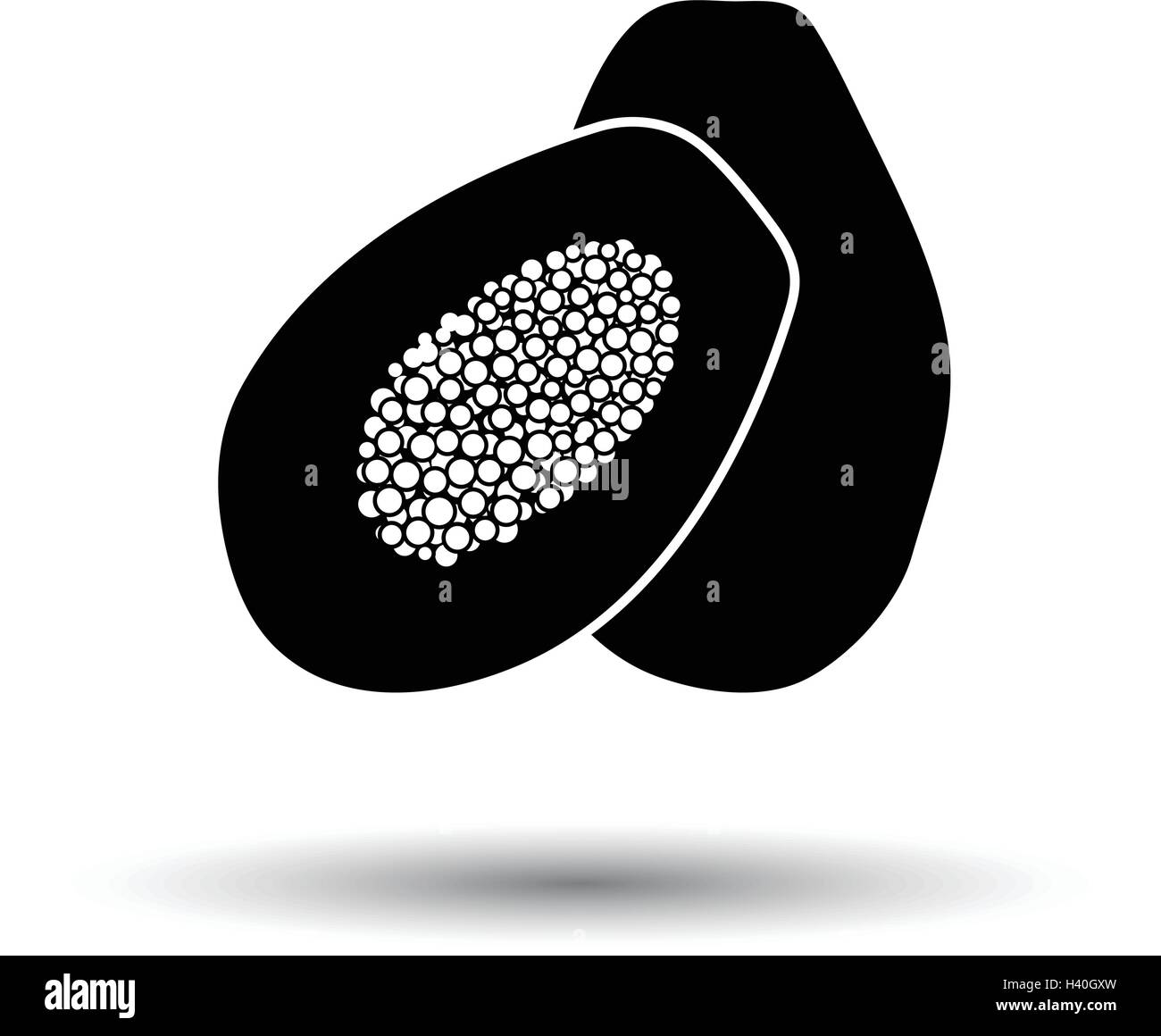 Papaya icon. White background with shadow design. Vector illustration ...