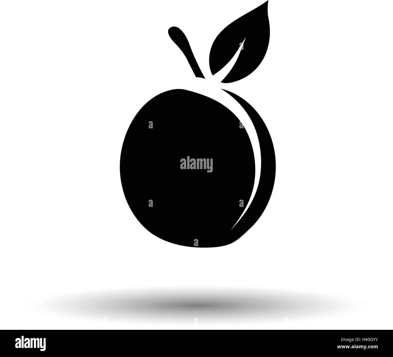 Peach icon. White background with shadow design. Vector illustration ...