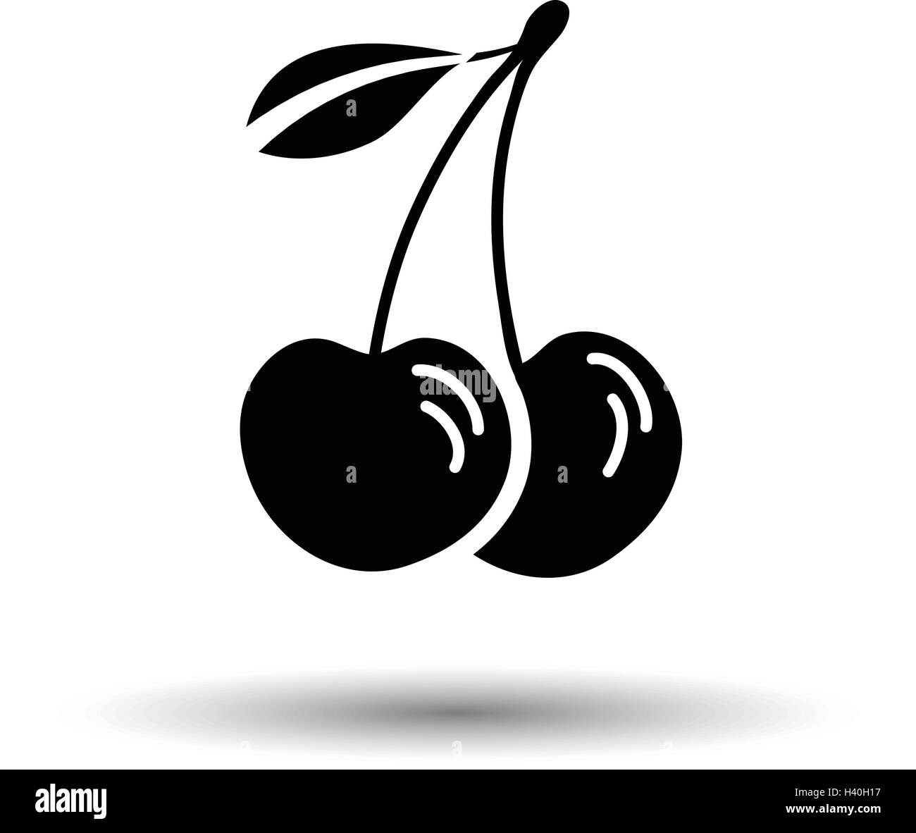 Cherry icon. White background with shadow design. Vector illustration ...