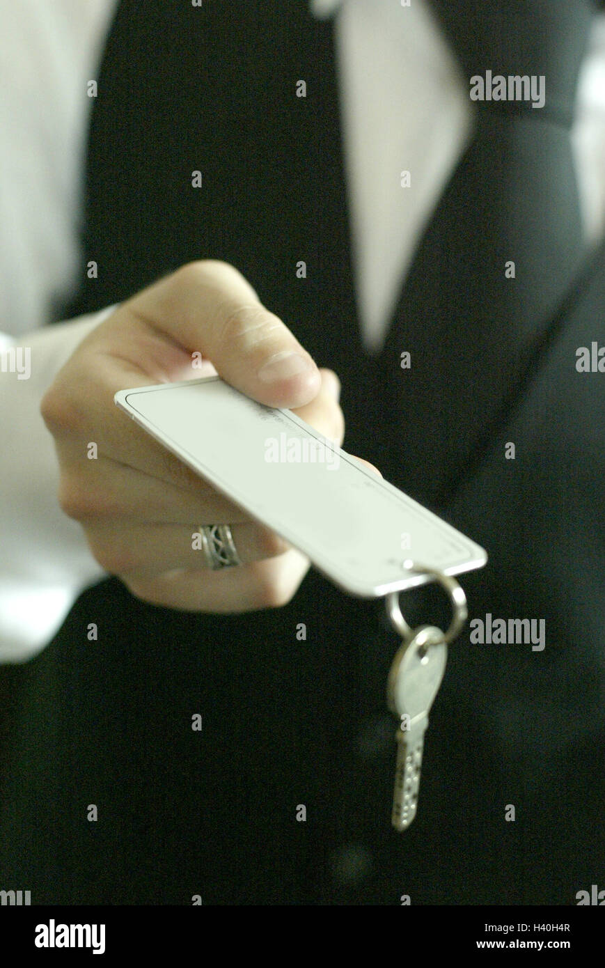 Hotel, office workers, detail, hand, key, pass, hand, give, room key ...