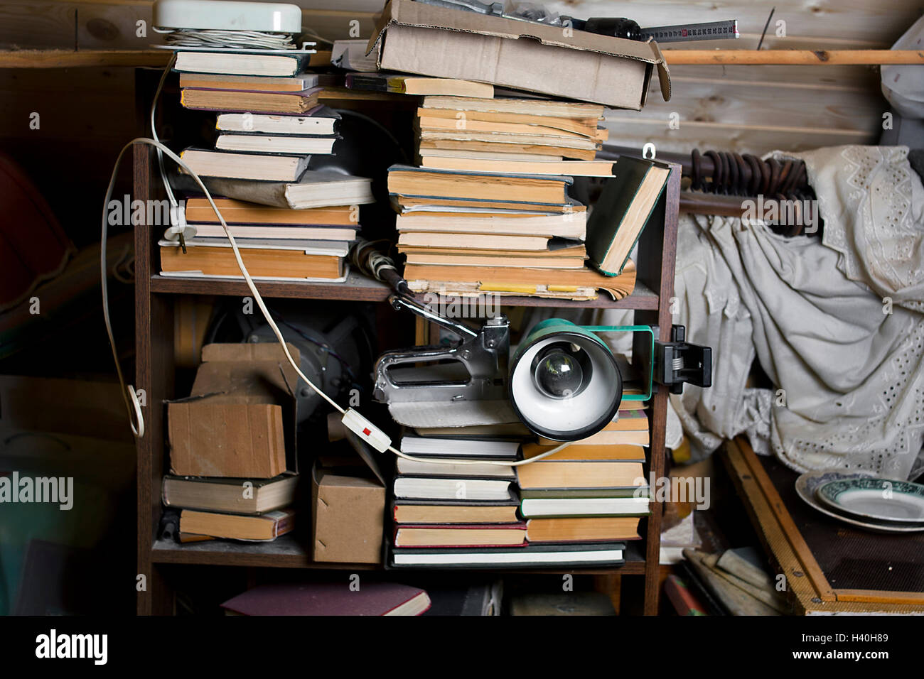 Abandoned Books In Bedroom Stock Photo - Alamy
