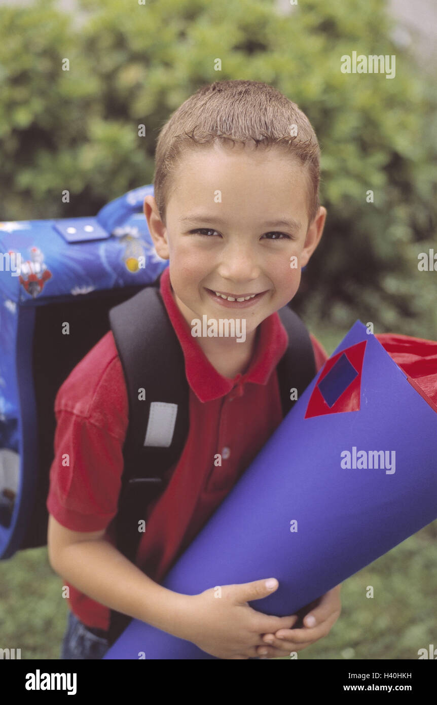 The first school day, boy, school bag, school bags, child, 6 years ...