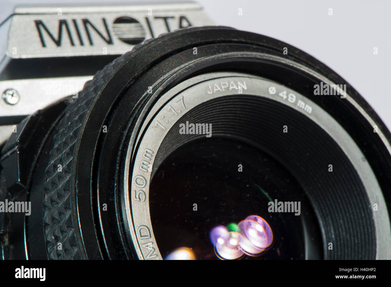 Detail of classic 1980's Minolta X-300 - 35mm film, SLR camera with a ...
