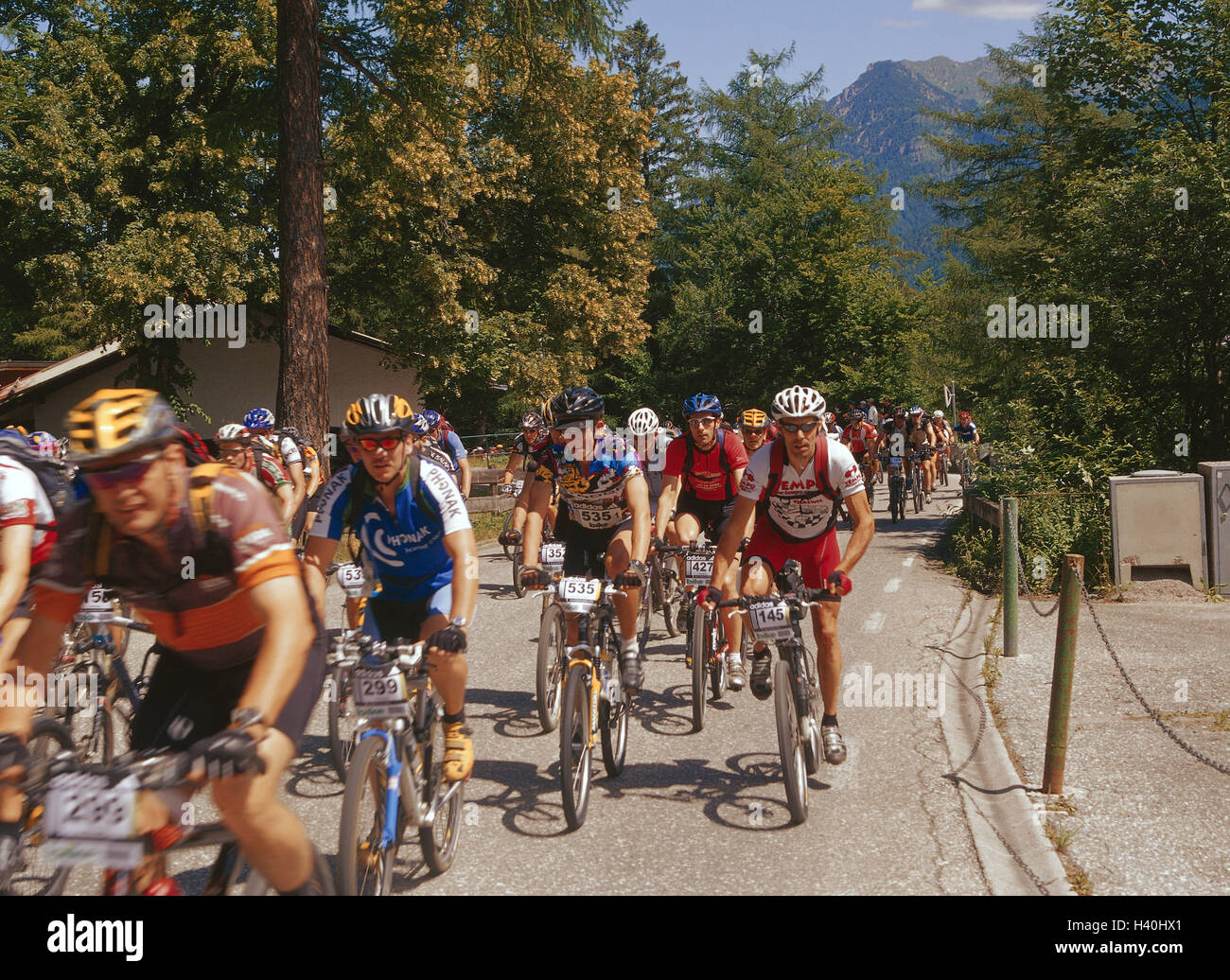 Germany, Upper Bavaria, cycle race, mountain biker, dimension start, no ...