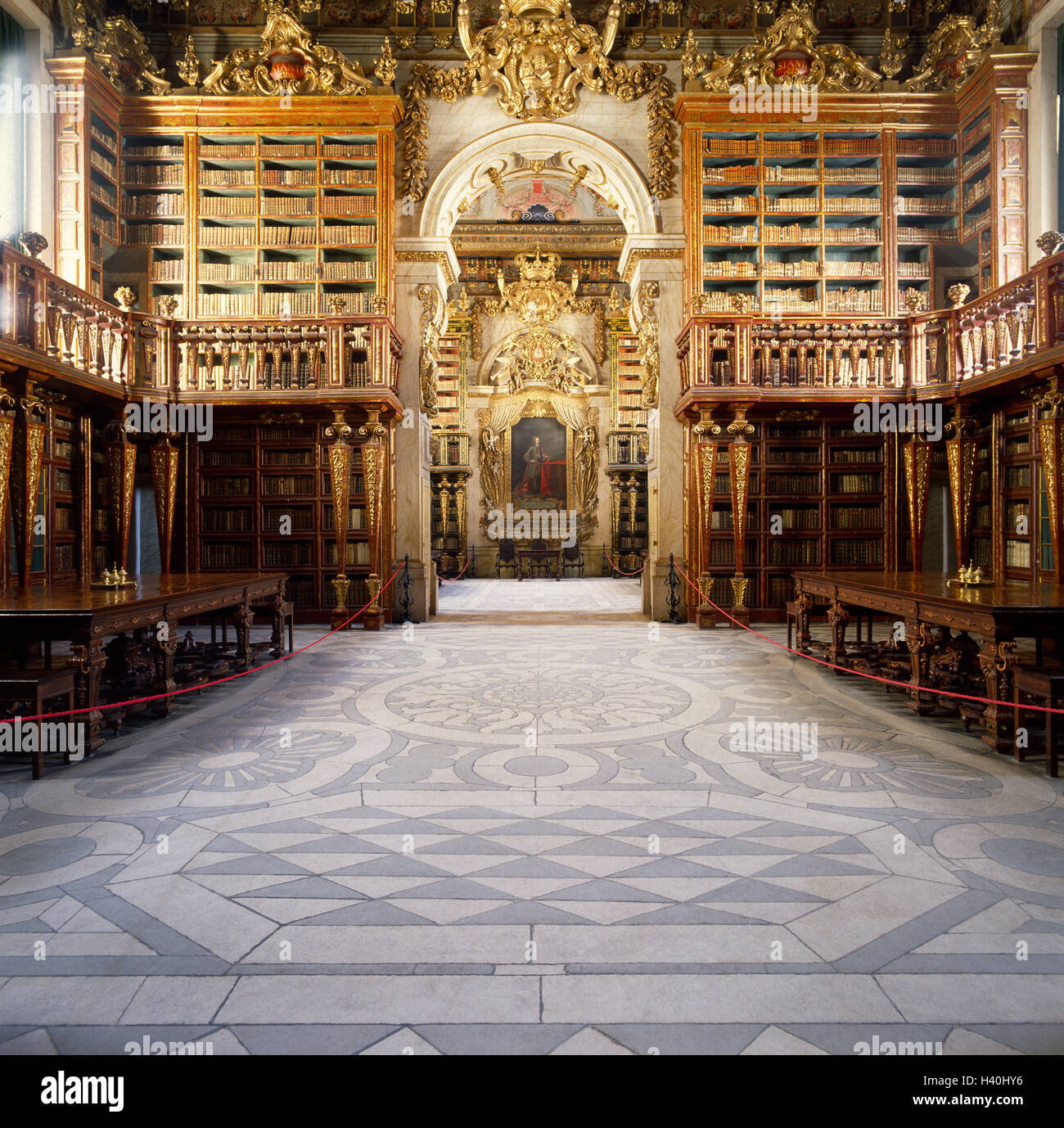 Portugal, Coimbra, university library, Biblioteca Joanina, inside ...