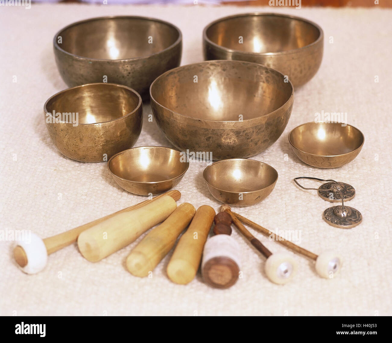 Alternative cure, tonal peels, bobbins, cymbals, Still life, product ...