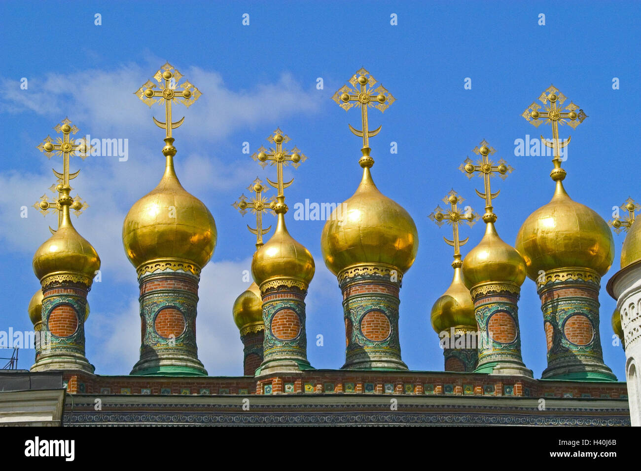 Russia, Moscow, Kremlin, roof, detail, towers, domes, golden, capital ...