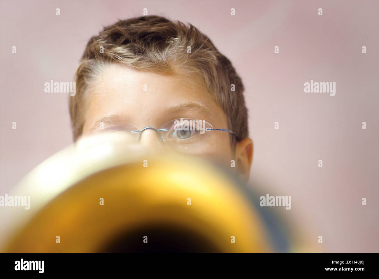 Boy, trumpet, play, portrait, 9 years, childhood, talent, musician ...