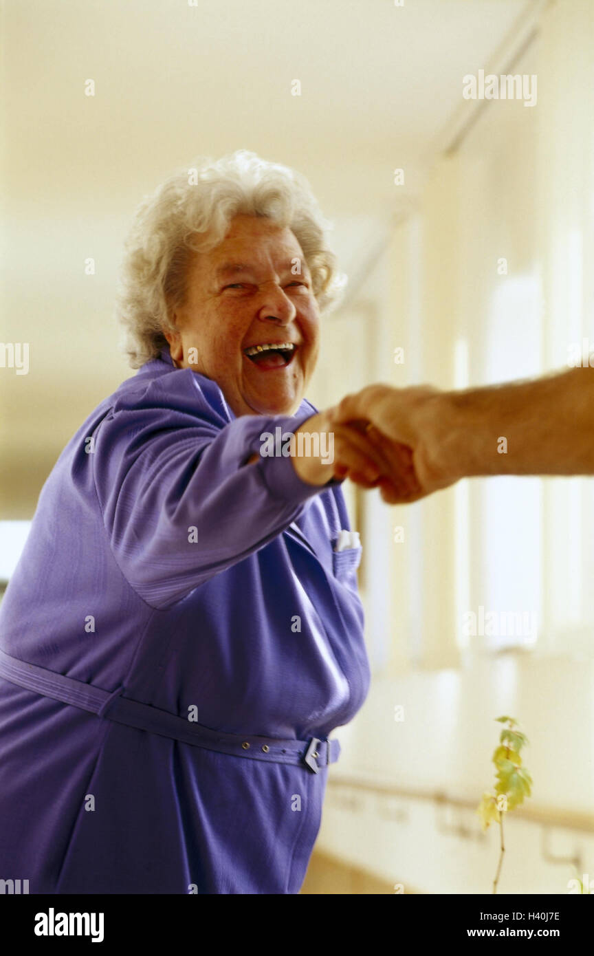 Senior, man, handshake, detail, model released, woman, old, old person ...