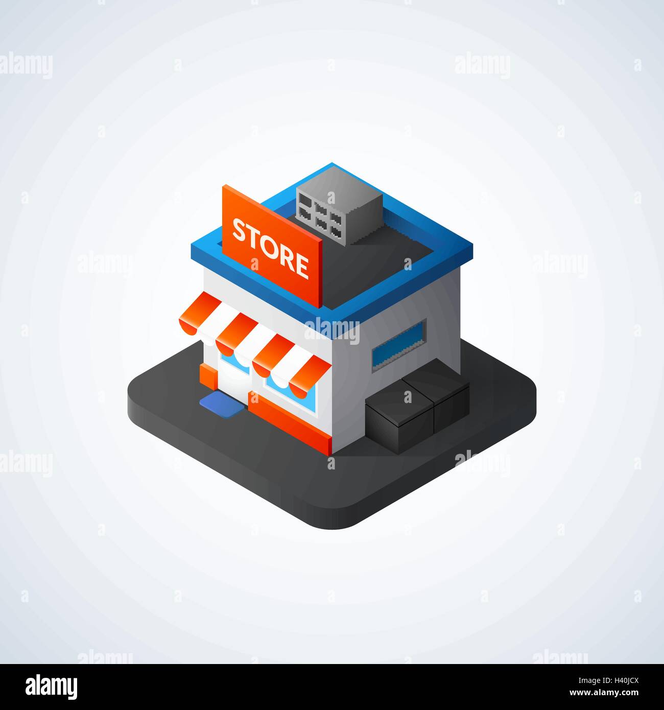 Flat isometric store logo, isolated vector icon Stock Vector Image ...