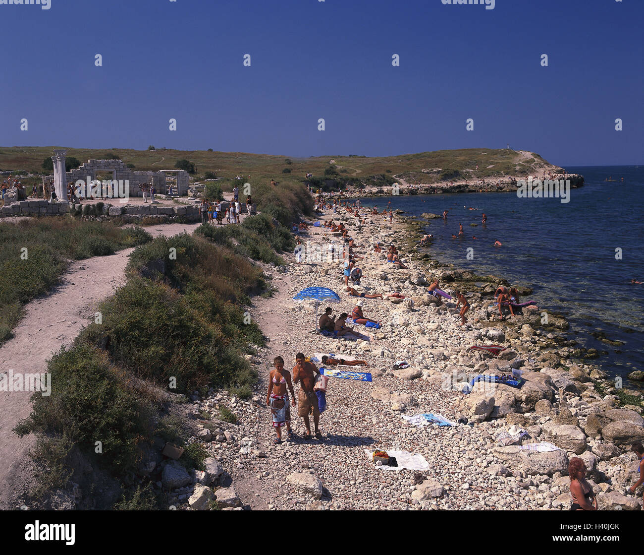 The Ukraine, peninsula the Crimea, Sewastopol, beach view, bathers ...