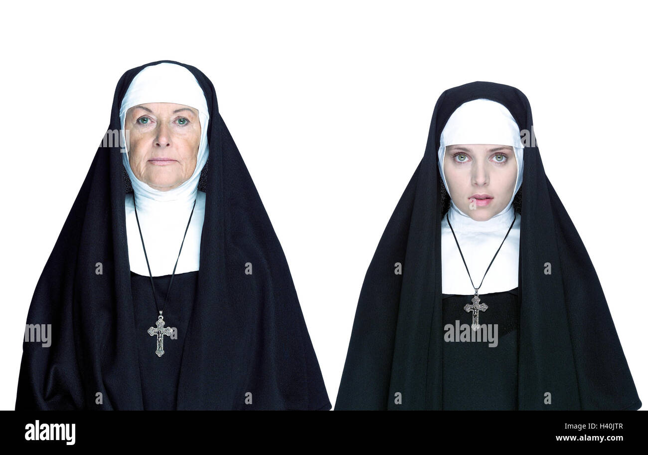 Nuns, portrait, cloister sisters, priests, order women, two, Catholic ...