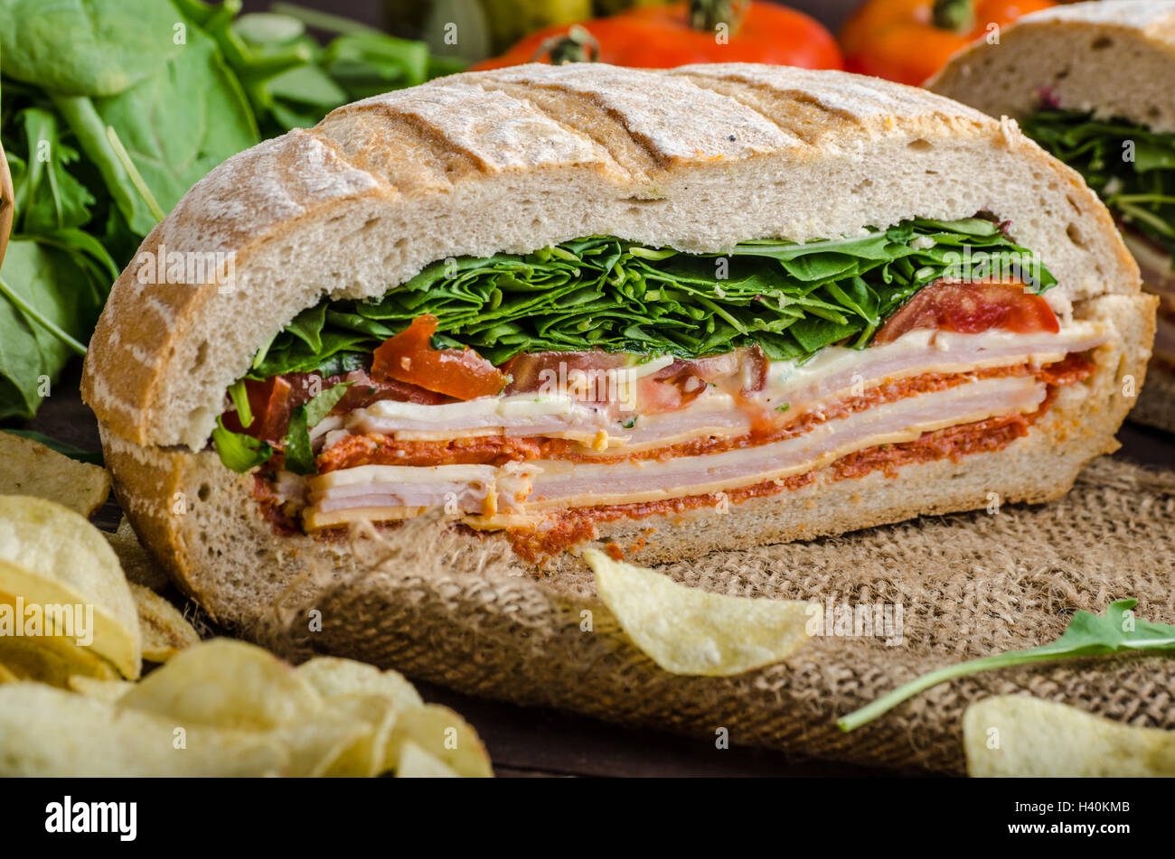 Italian Pressed Sandwich - full of tasty. Italian ham and cheese ...
