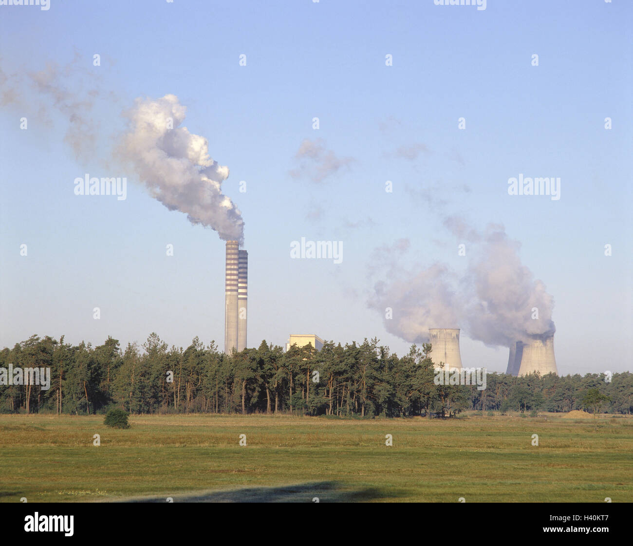 Poland, central Pole, coal-fired power station cooling towers, power ...