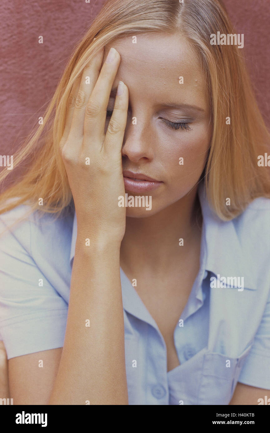 Woman, young, tiredly, gesture, portrait, teenagers, young persons, 19 ...