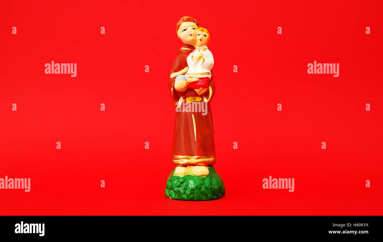 Detail of an handmade Saint Anthony little statue Stock Photo - Alamy