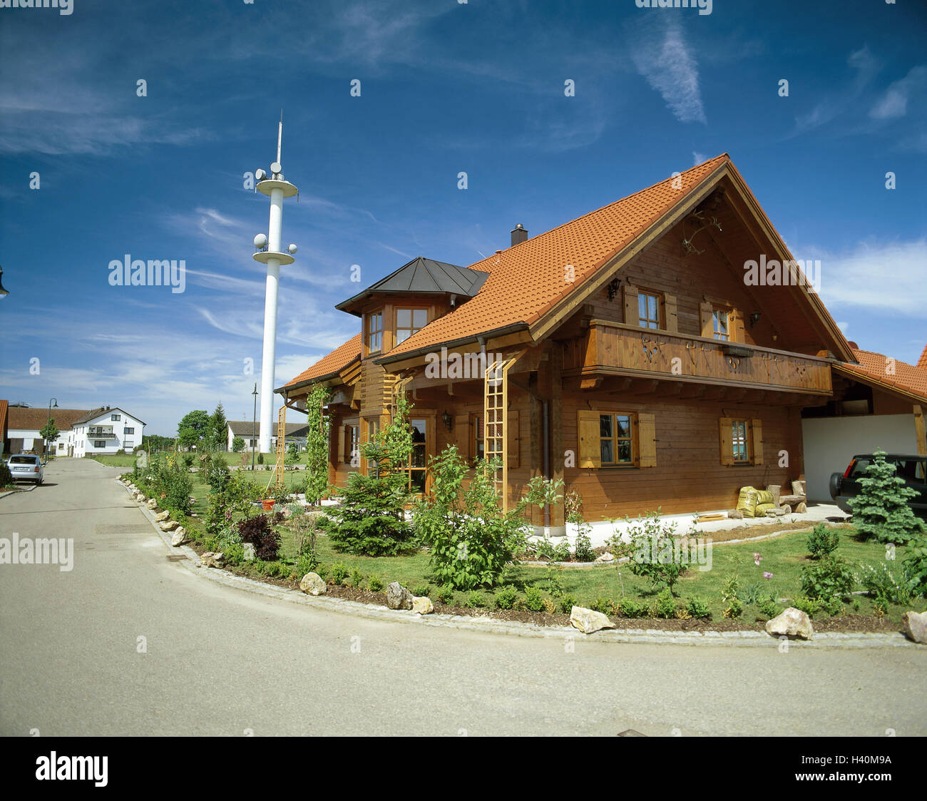 Residential area, residential houses, radio masts, settlement, houses ...