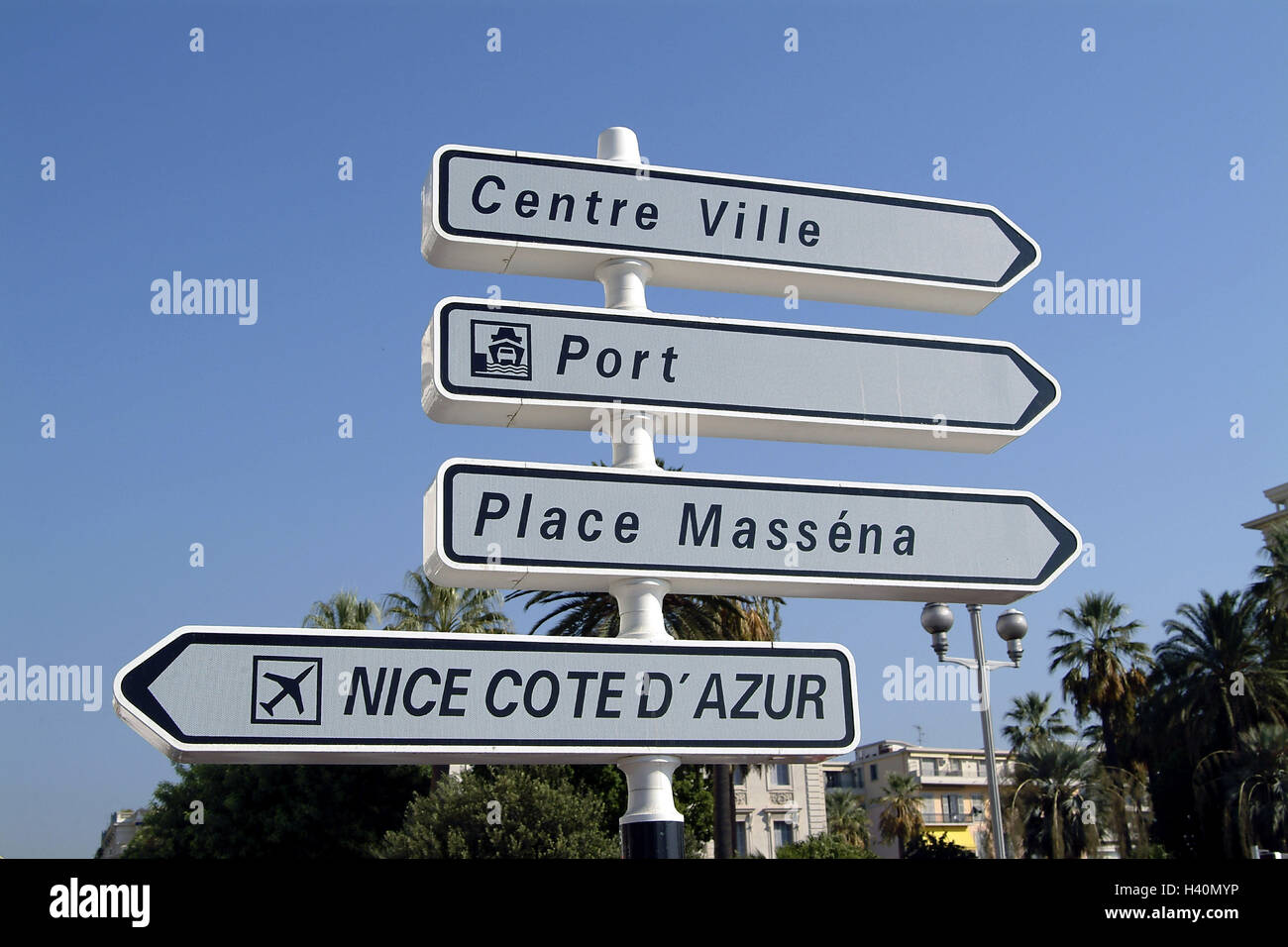 France, Cote d'Azur, Nice, sign tree, signpost, Europe, the South ...