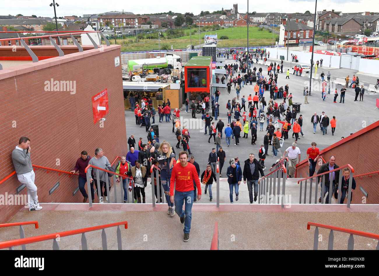 Fans outside Anfield before the Premier League match at Anfield ...