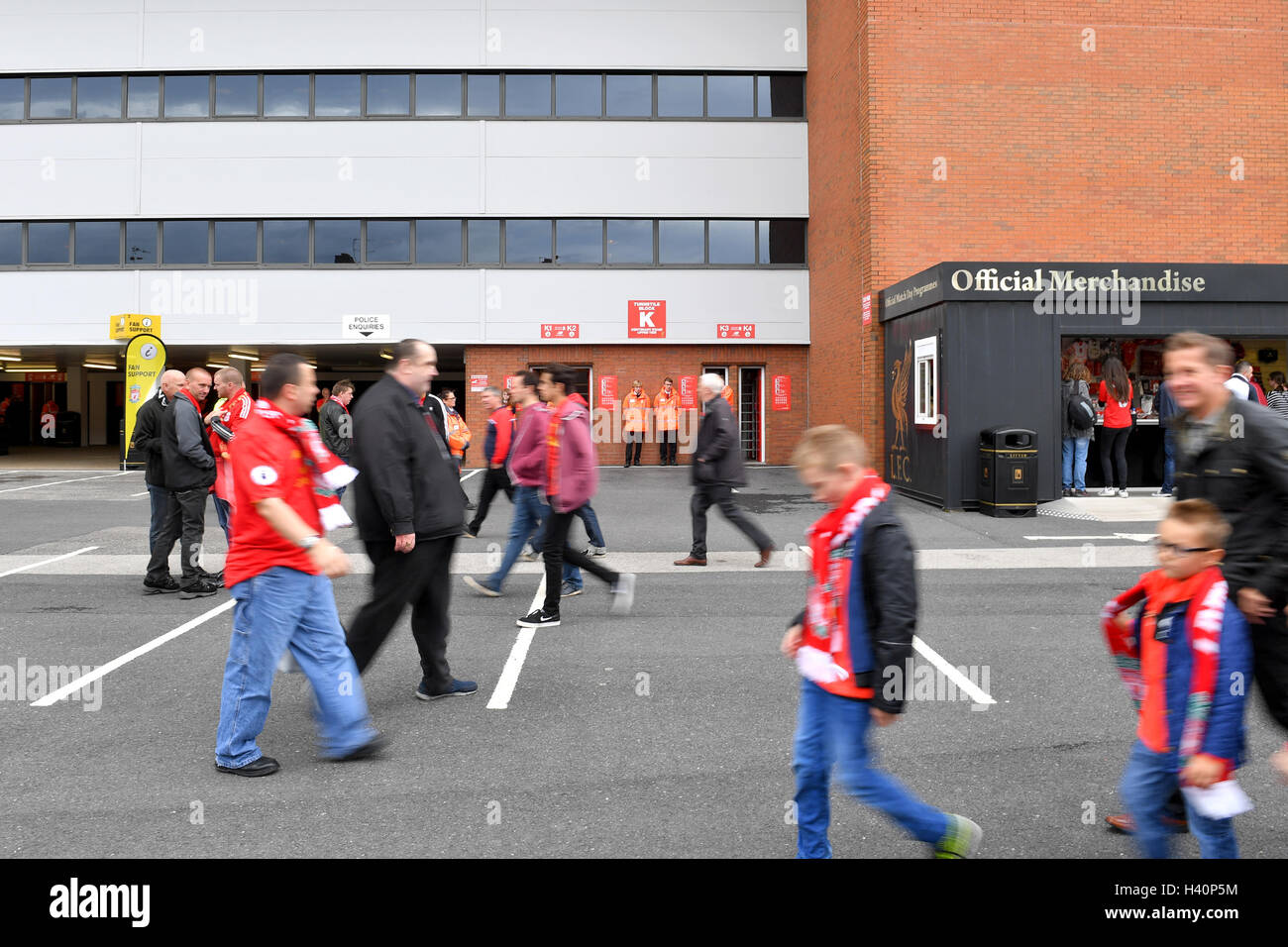 Fans outside Anfield before the Premier League match at Anfield ...