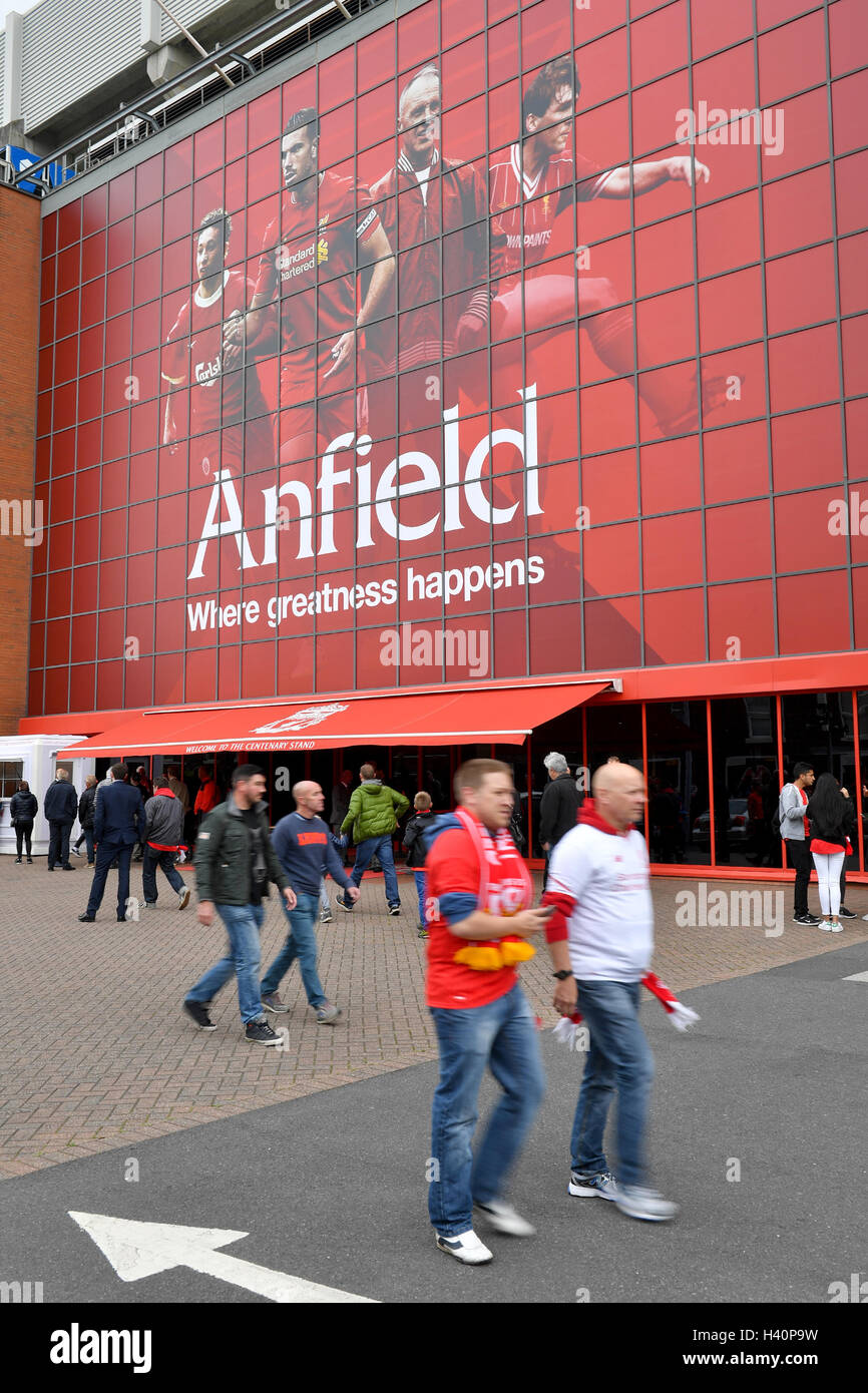 Fans outside Anfield before the Premier League match at Anfield ...