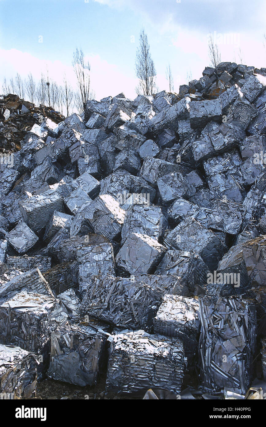 Ironworks, recycling, scrap metal, pressed, steel industry, economy ...