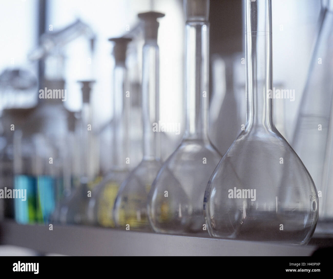 Laboratory, shelf, glass vessels, detail,, Fuzziness Chemistry ...