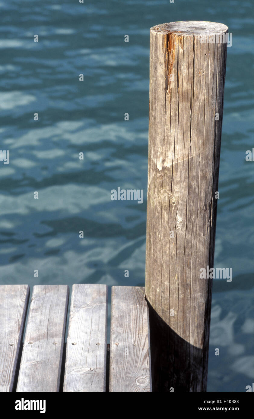 Lake, landing stage, detail, water, waters, bridge, wooden jetty ...