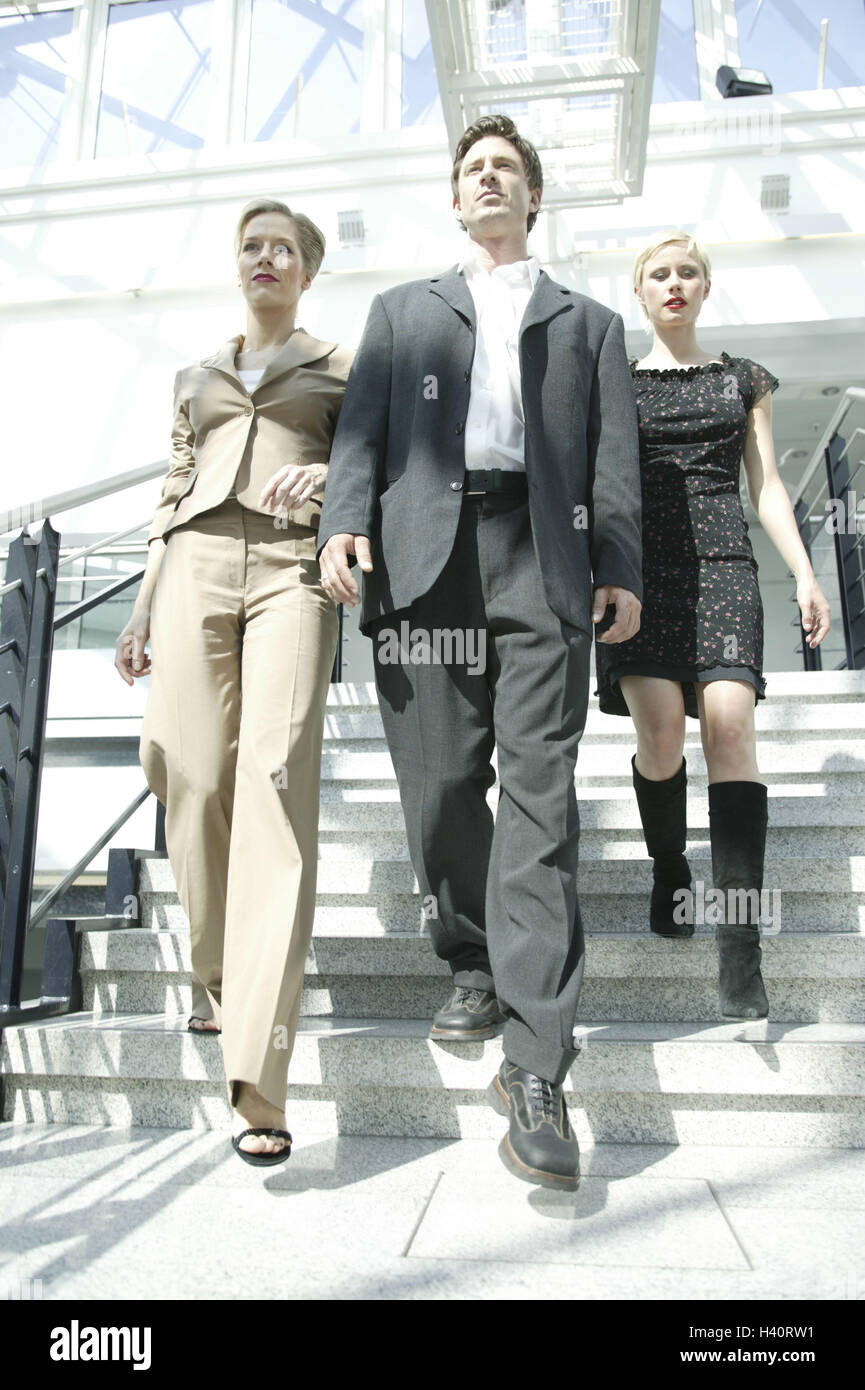 Stairs, business people, go, down, seriously, business, office building ...