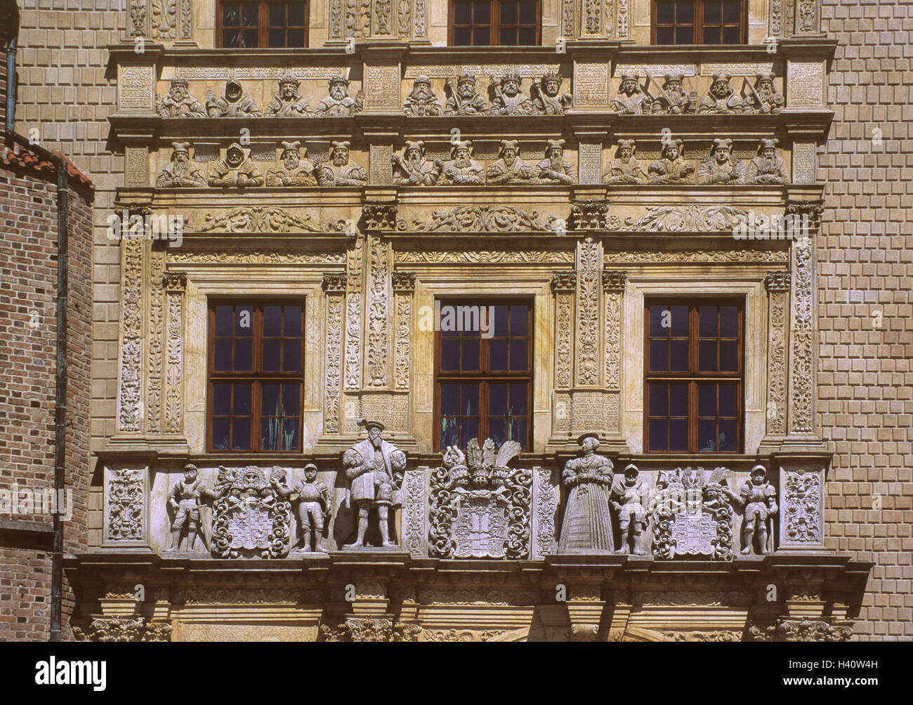Poland, Silesia, Brieg, Piastenschloss, wall relief, detail, Europe ...