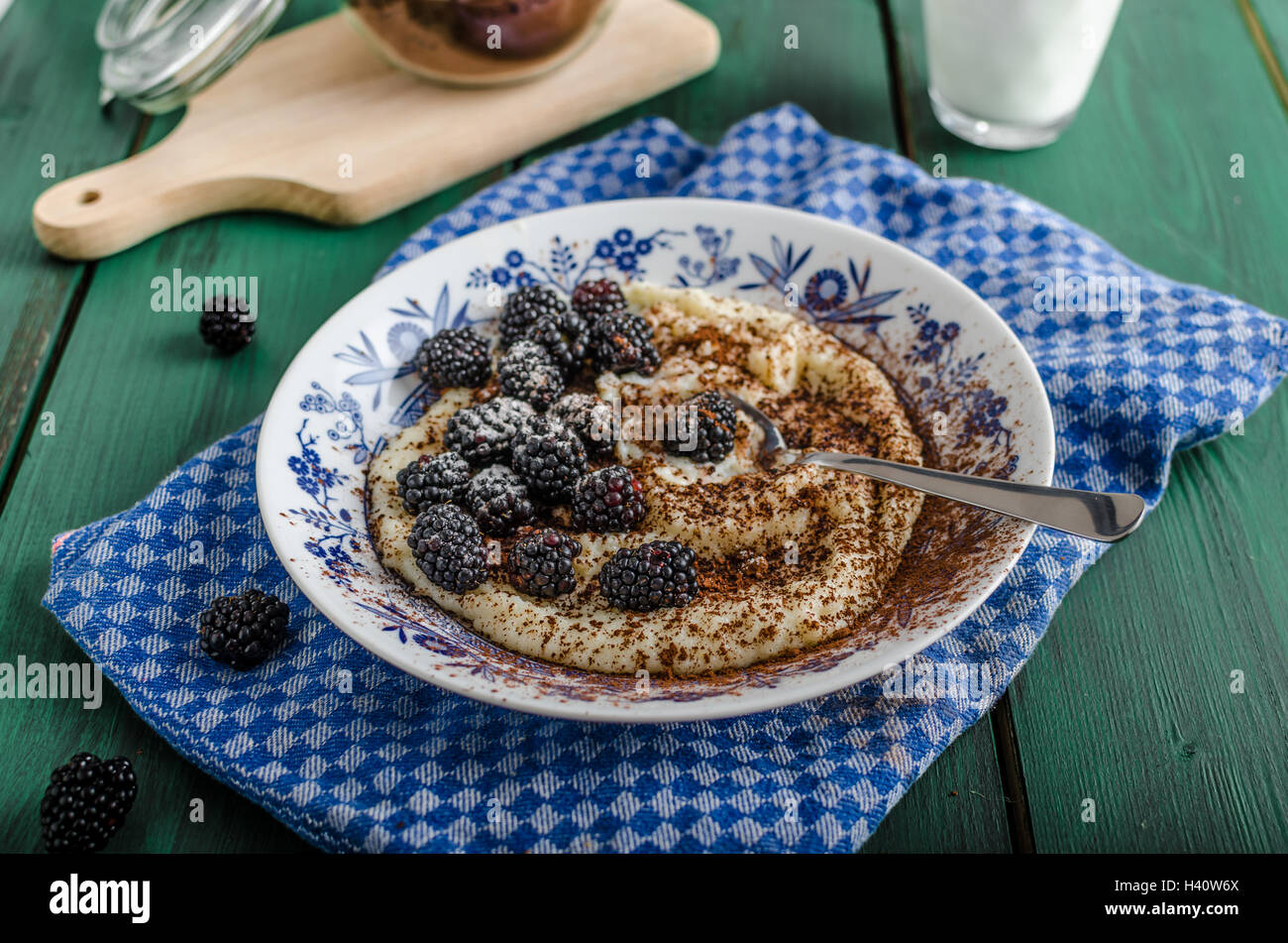 Porridge - czech original with berries, sugar and cocoa powder Stock ...