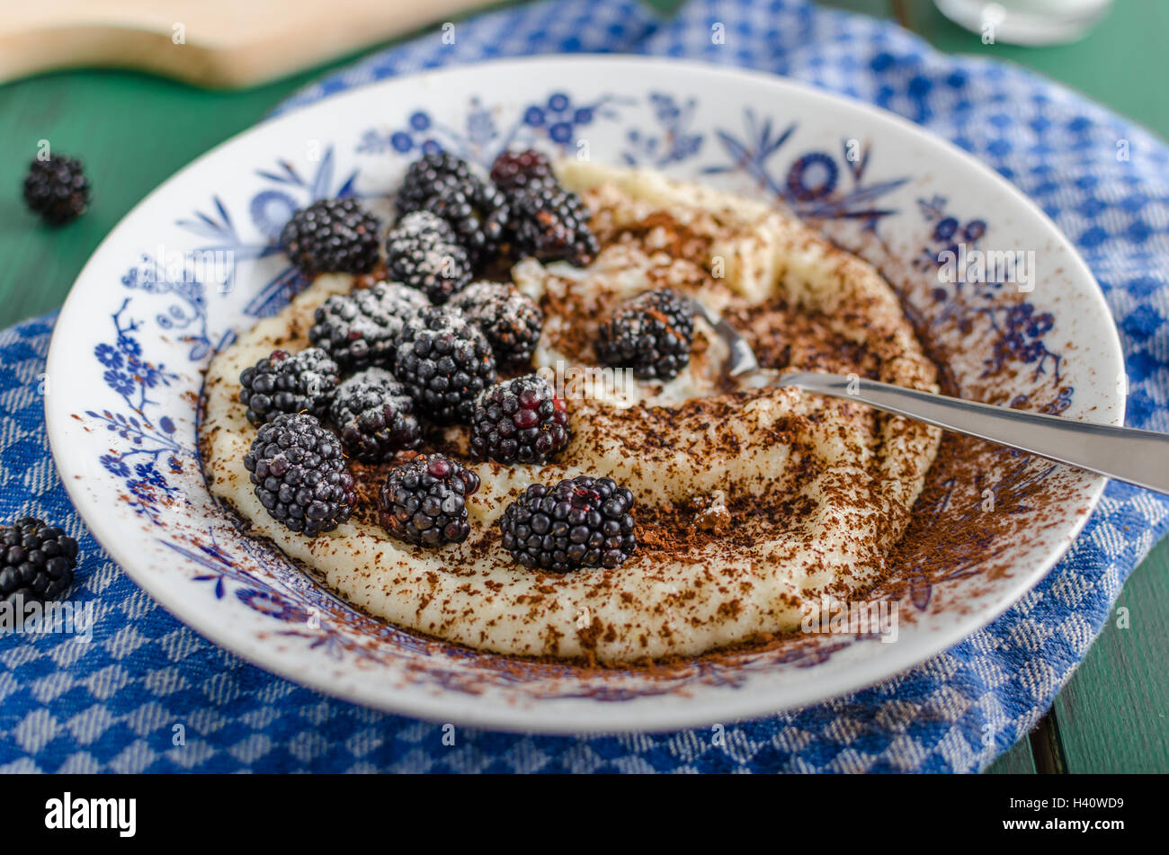 Porridge - czech original with berries, sugar and cocoa powder Stock ...