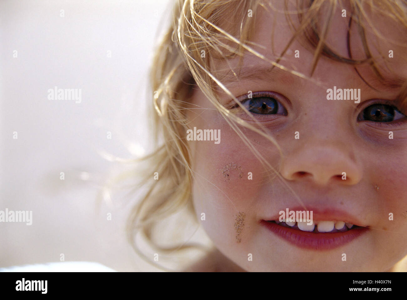 Girls, smile, radiate curls, blond, portrait, child, child portrait ...