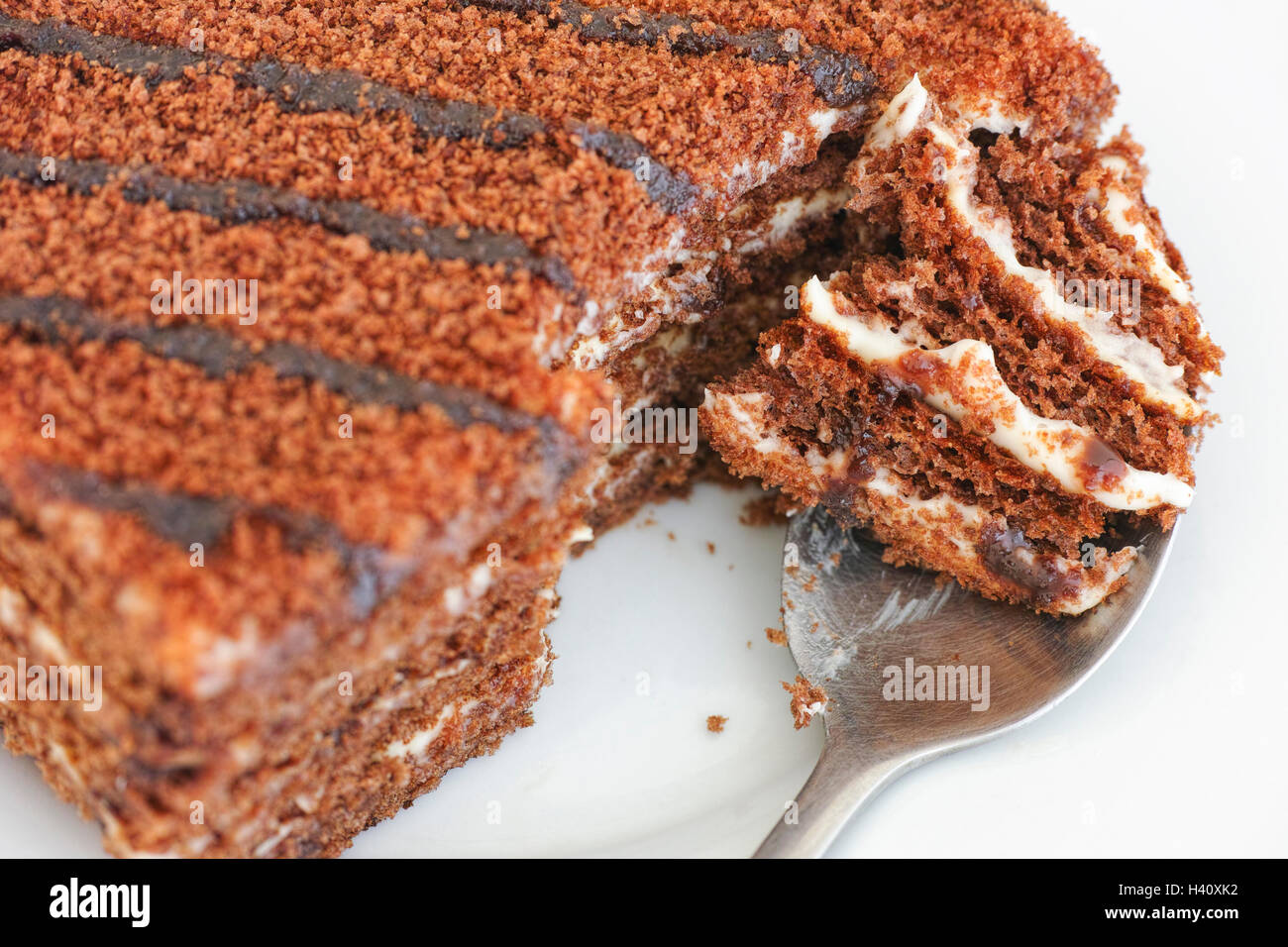 Delicious chocolate cake. Close up Stock Photo - Alamy