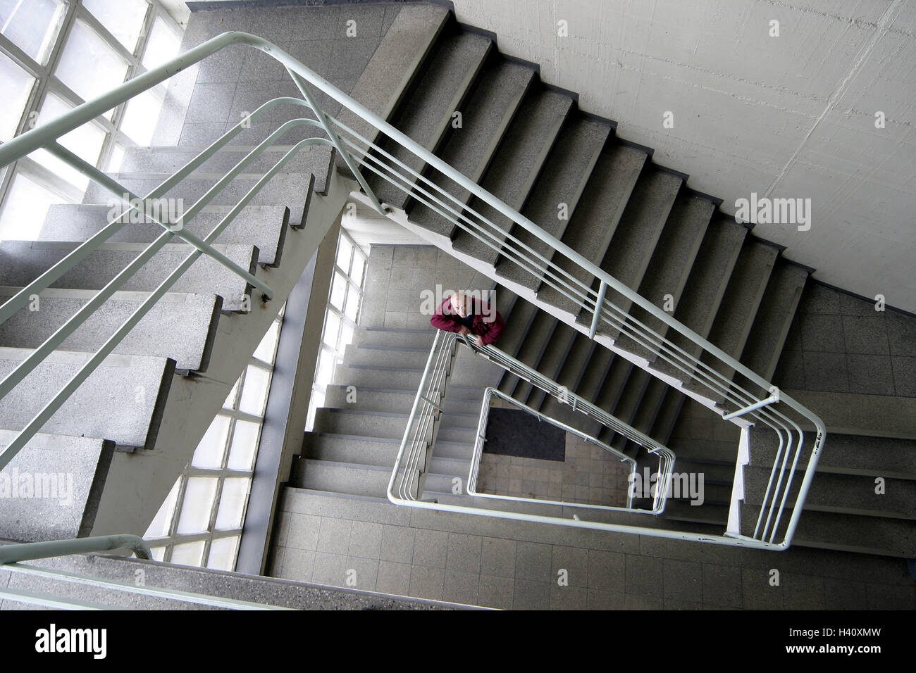 Stairwell, senior, view up, from above, building, steps, stairs, stairs ...
